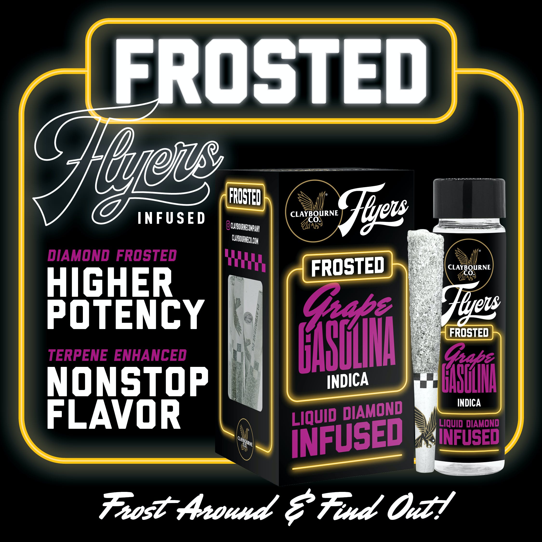 CLAYBOURNE CO. - GRAPE GASOLINA FROSTED FLYERS 5-PACK INFUSED PRE-ROLLS